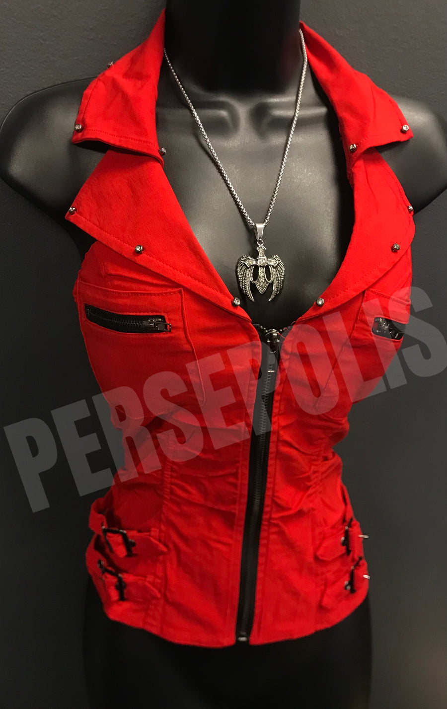 Buckle Up Red Bling Zippered Vest – Persepolis